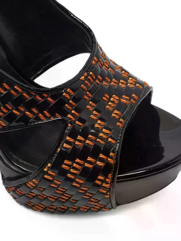 Burberry Woven Patent Leather Platform Pumps