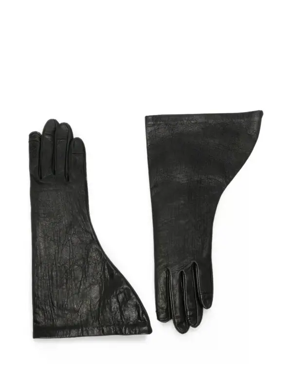 Rick Owens Asymmetric Leather Gloves - Black