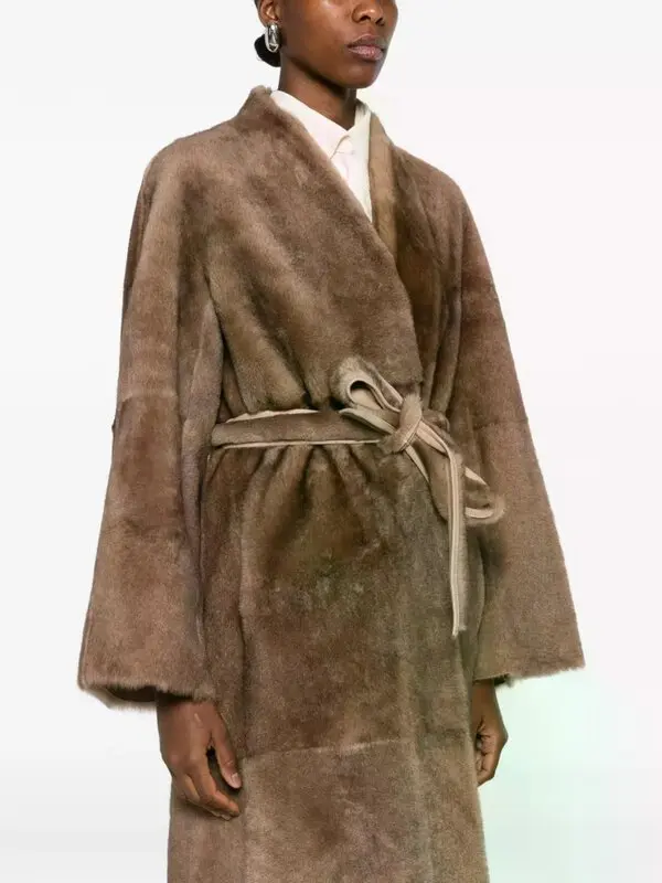 Nour Hammour Davos Belted Shearling Coat