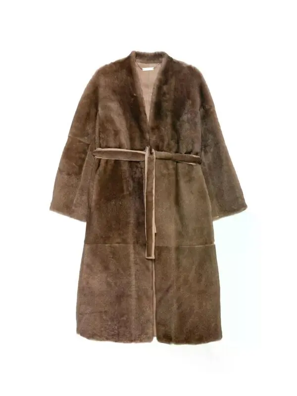 Nour Hammour Davos Belted Shearling Coat