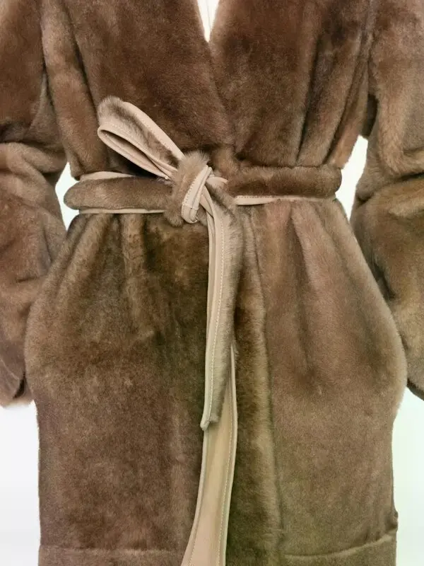 Nour Hammour Davos Belted Shearling Coat