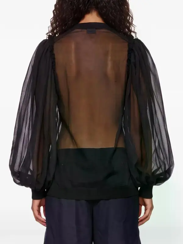 Comme Des Garçons Sheer Ruffled-trim Blouse