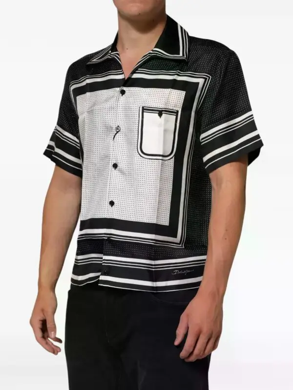 Dolce & Gabbana Stripe-dot Print Silk Shirt