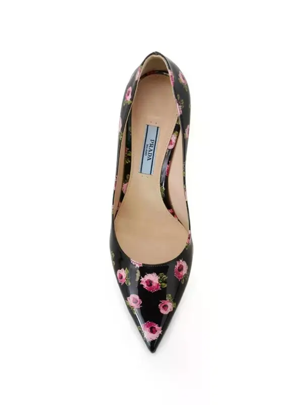 Prada Floral-print Patent Leather Pumps