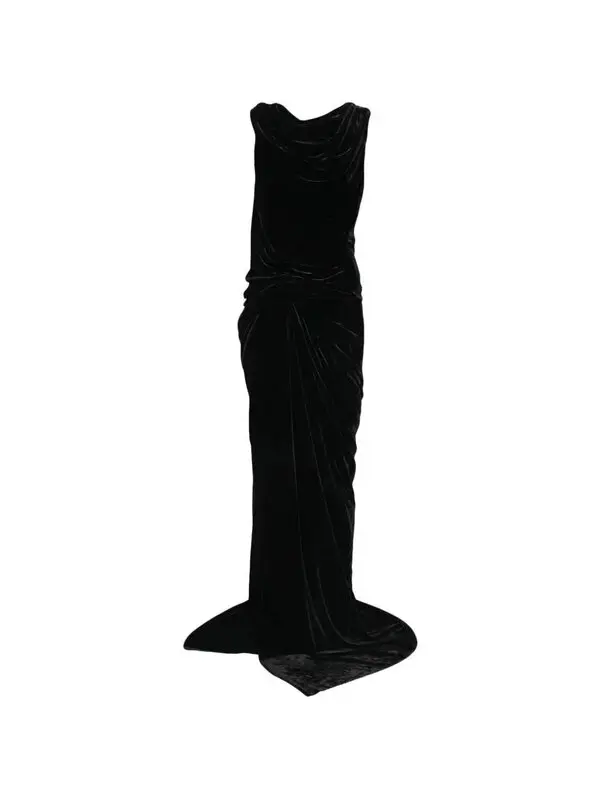 Rick Owens Draped Velvet Maxi Dress - Black