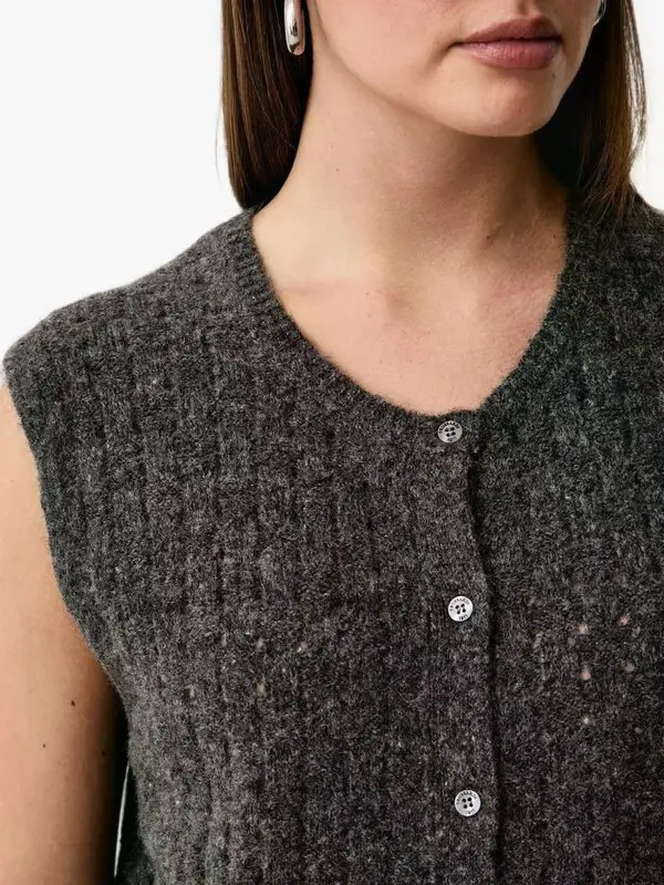 TRUSSARDI Cable-knit Button-up Vest - Grey