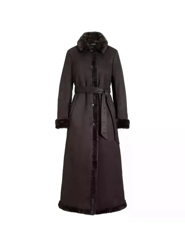 Ralph Lauren Faux-shearling Trimmed Belted Coat - Brown