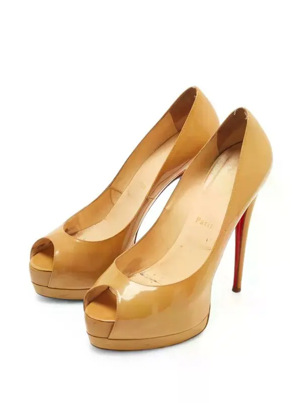 CHRISTIAN LOUBOUTIN Lady Peep Patent Leather Pumps - Neutrals