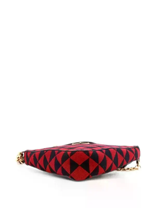 Prada Symbole Triangle Bag Leather And Jacquard Mini Shoulder Bag