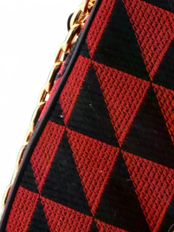 Prada Symbole Triangle Bag Leather And Jacquard Mini Shoulder Bag