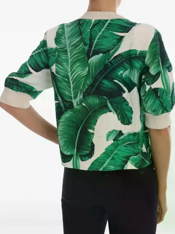 Dolce & Gabbana Sequin-pineapple Banana-leaf-print Top