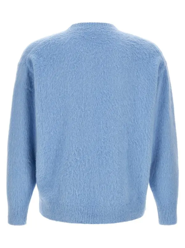 ROBERTO COLLINA Crew Neck Fluffy Knit Sweater - Light Blue