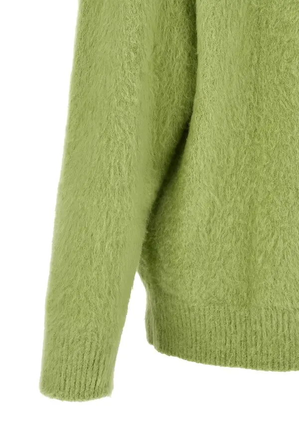 ROBERTO COLLINA Crew Neck Fluffy Knit Sweater - Green
