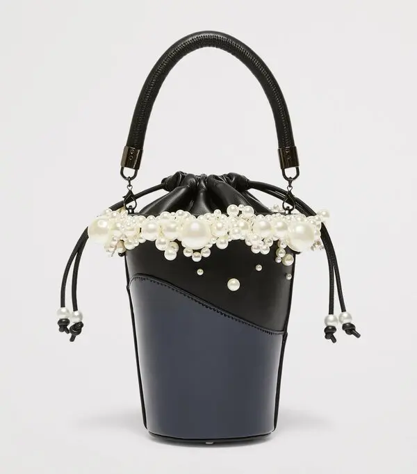 Marina Rinaldi Faux Pearl-trim Bucket Bag