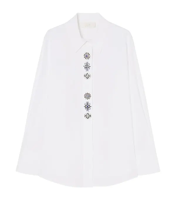 Marina Rinaldi Cotton Embellished-placket Shirt