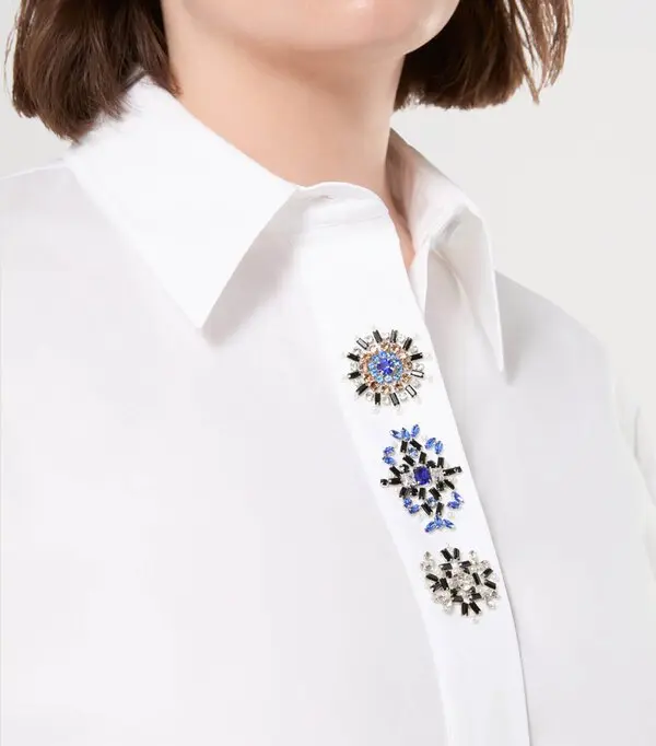 Marina Rinaldi Cotton Embellished-placket Shirt