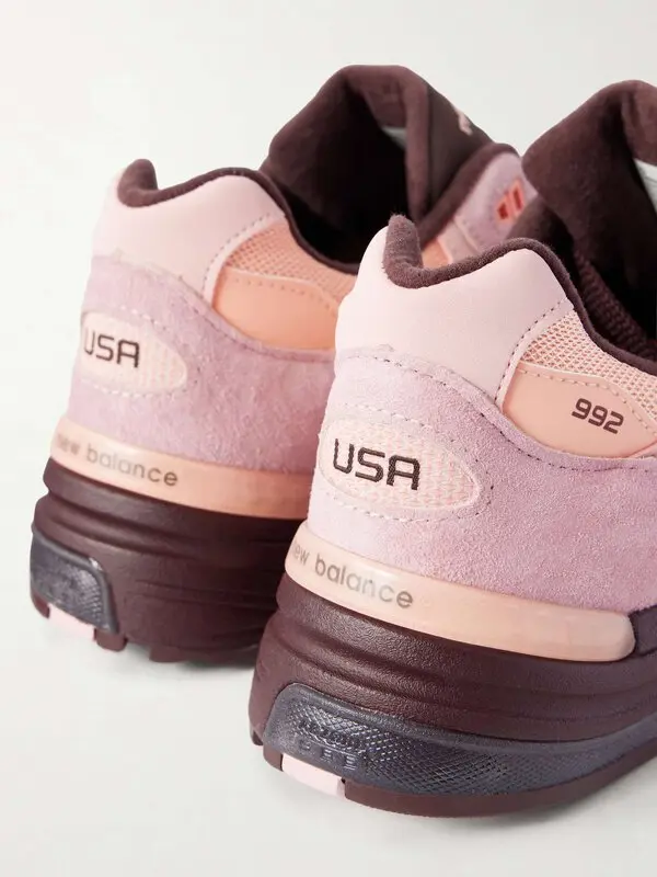 NEW BALANCE 992 Suede-trimmed Mesh Sneakers - Antique Rose