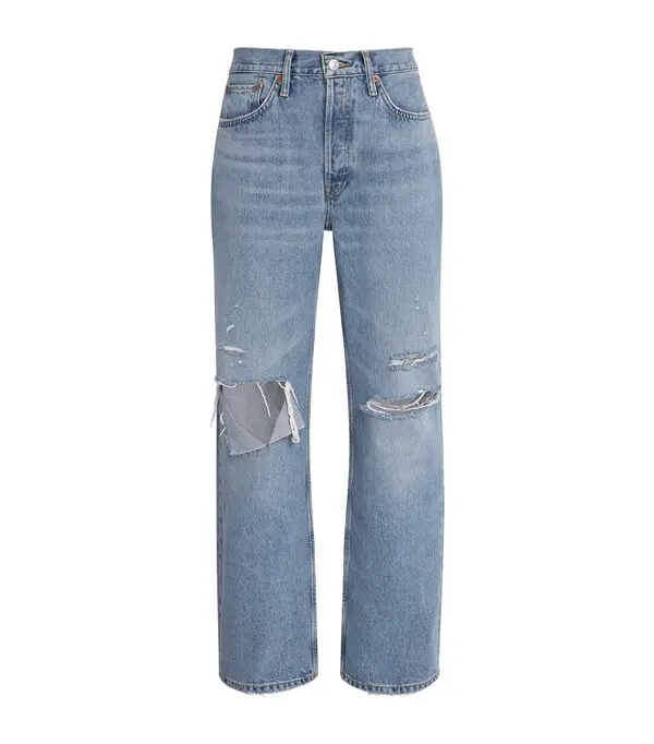 RE-DONE Distressed Mid-rise Straight Jeans