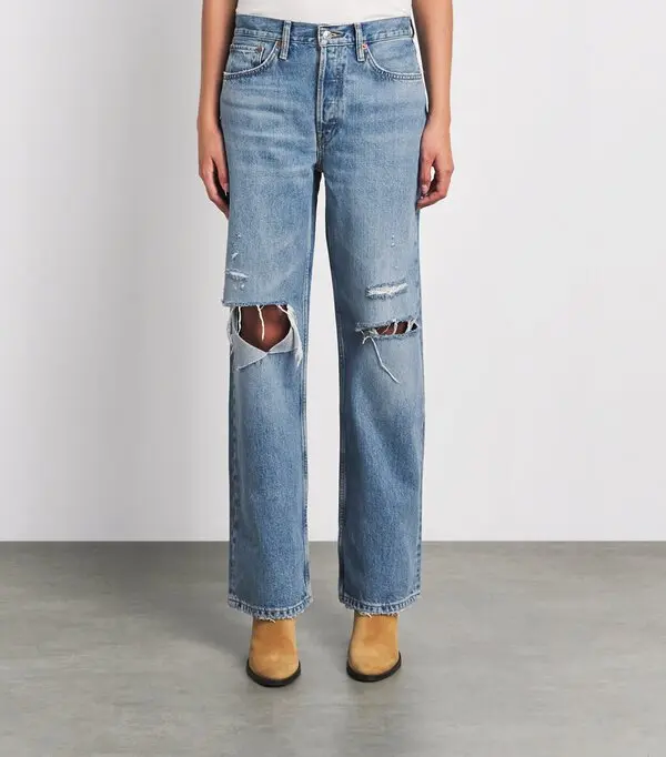 RE-DONE Distressed Mid-rise Straight Jeans