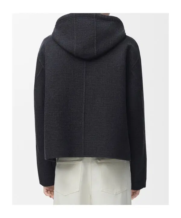 Loewe Hooded Jacket In Wool Blend - Deep Navy Blue