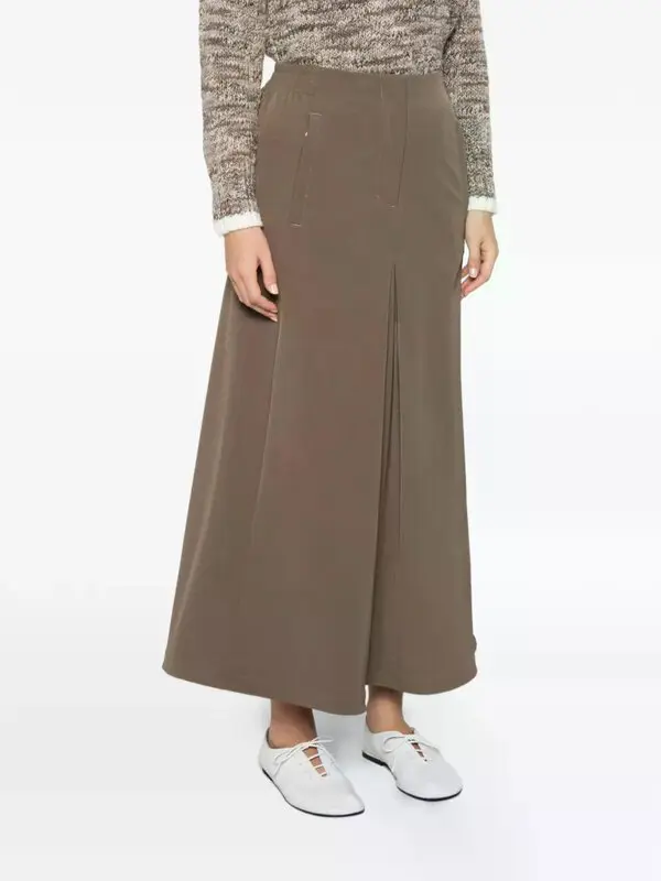 Rains Pleated Logo-patch Maxi Skirt