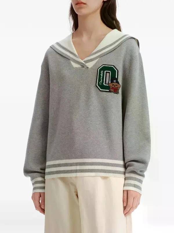 CHOCOOLATE Logo-patch Sailor-collar Sweater - Grey