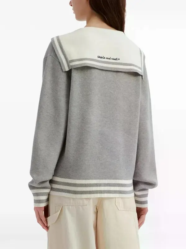 CHOCOOLATE Logo-patch Sailor-collar Sweater - Grey