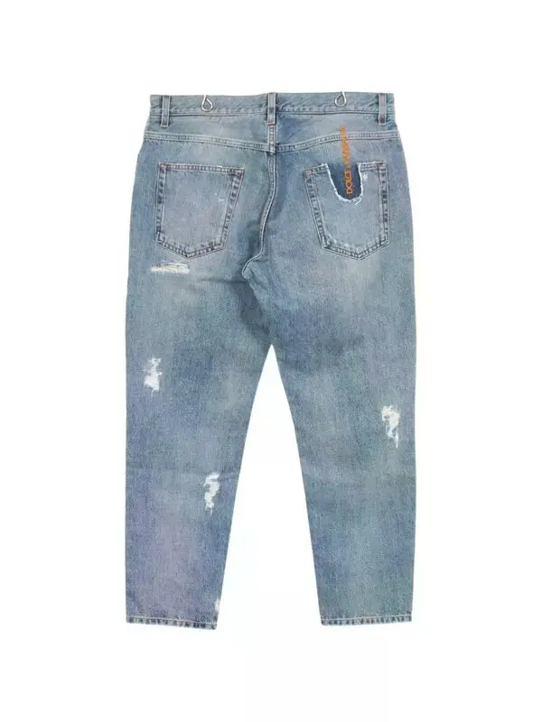 Dolce & Gabbana 2020s Distressed Logo-embroidered Jeans