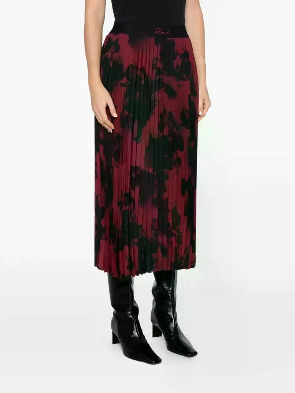 Karl Lagerfeld Floral-print Pleated Skirt