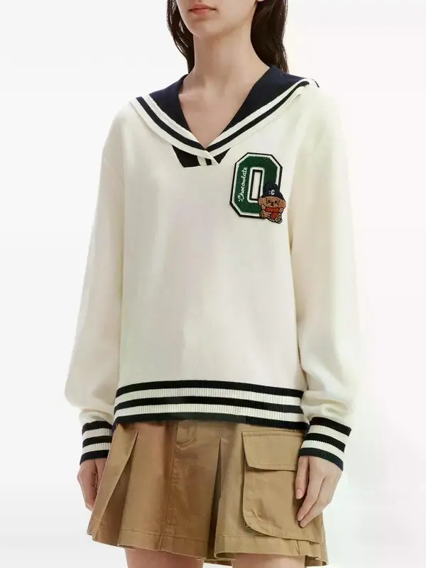 CHOCOOLATE Sailor-collar Logo-patch Sweater - Neutrals