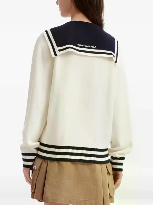 CHOCOOLATE Sailor-collar Logo-patch Sweater - Neutrals