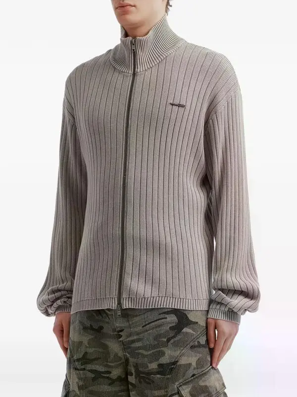 Izzue Ribbed-knit Zip-up Cardigan