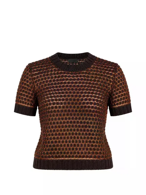 ROBERTO COLLINA Honeycomb-knit Short-sleeve Sweater