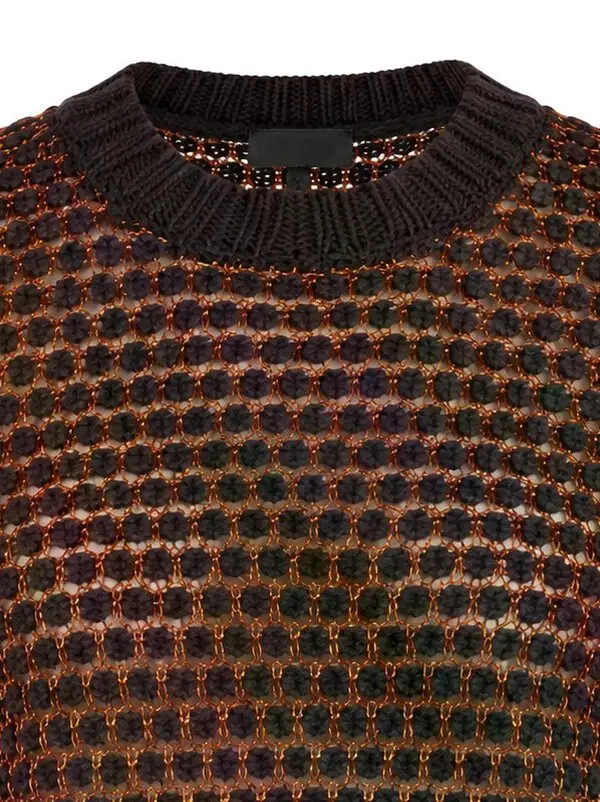 ROBERTO COLLINA Honeycomb-knit Short-sleeve Sweater