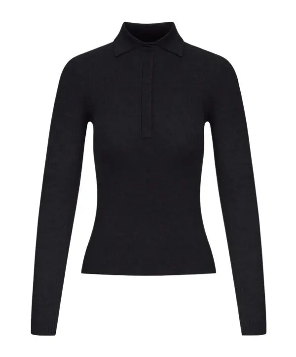 Max Mara Mxmangel Long-sleeved Ribbed Polo Jumper - No