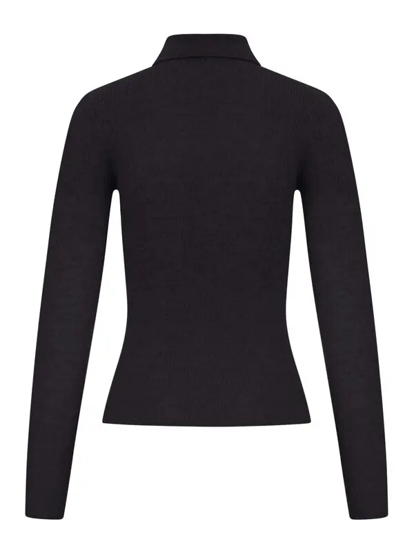 Max Mara Mxmangel Long-sleeved Ribbed Polo Jumper - No
