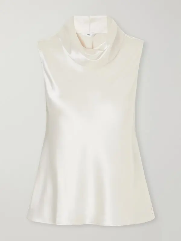 LESET Barb Draped Satin Blouse - Neutrals