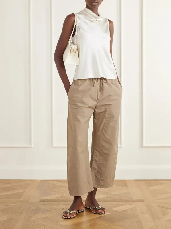 LESET Barb Draped Satin Blouse - Neutrals