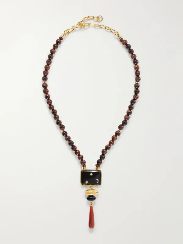 LIZZIE FORTUNATO Constellation Gold-plated -stone Beaded Necklace - Multi