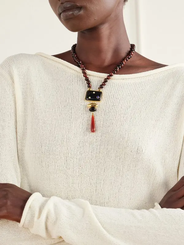 LIZZIE FORTUNATO Constellation Gold-plated -stone Beaded Necklace