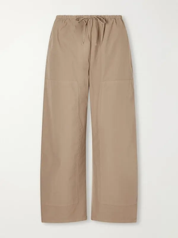LESET Kyoto Drawstring Cotton-poplin Barrel-leg Pants