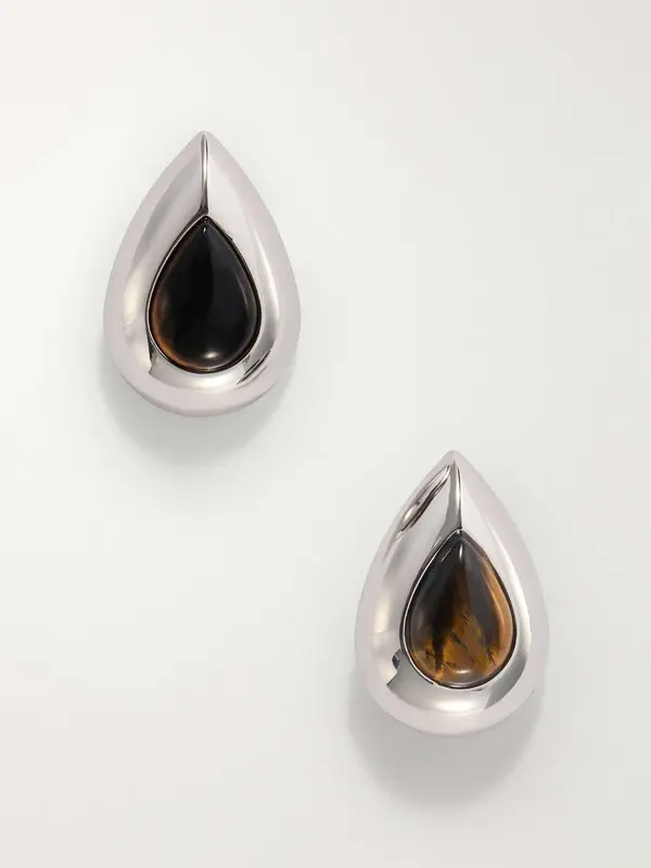 JULIETTA Vale Rhodium-plated Tiger's Eye Earrings