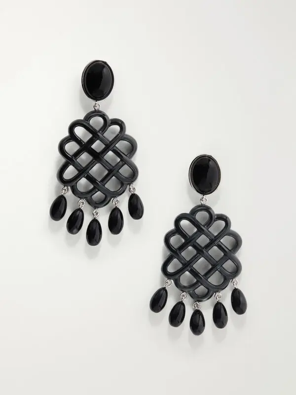 JULIETTA Melina Rhodium-plated Resin Earrings - Black