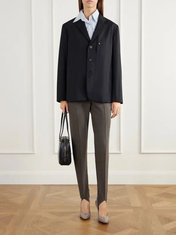 JIL SANDER Wool-blend Stretch-gabardine Straight-leg Stirrup Pants