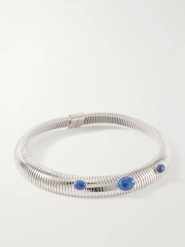 JULIETTA Astra Rhodium-plated Lapis Lazuli Necklace - Silver
