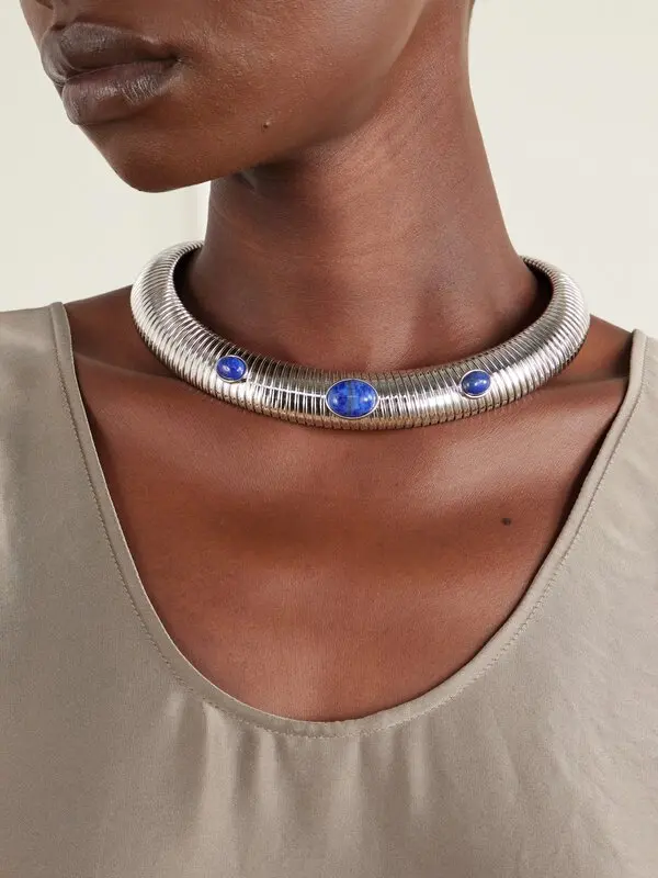 JULIETTA Astra Rhodium-plated Lapis Lazuli Necklace - Silver