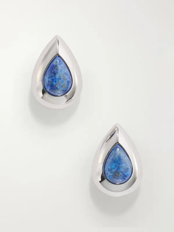 JULIETTA Vale Rhodium-plated Lapis Lazuli Earrings - Blue