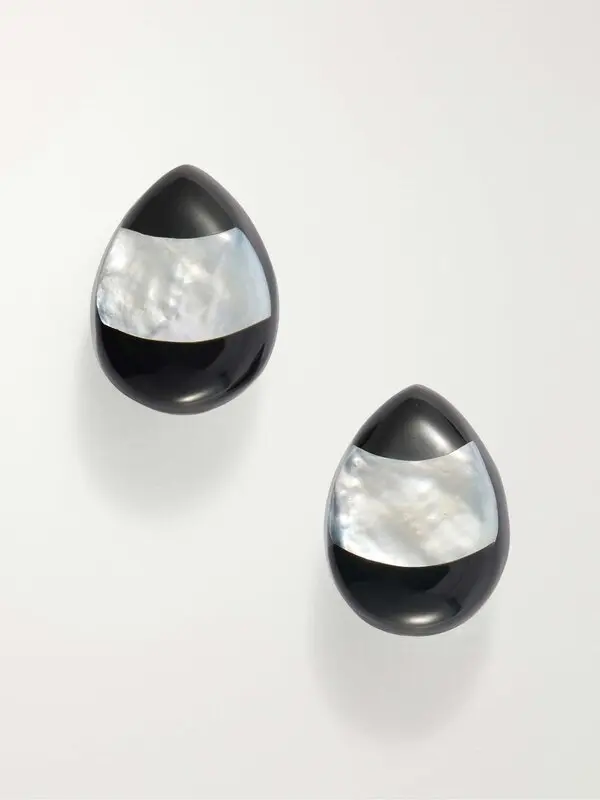 JULIETTA Divina Rhodium-plated Resin And Mother-of-pearl Necklace - Black