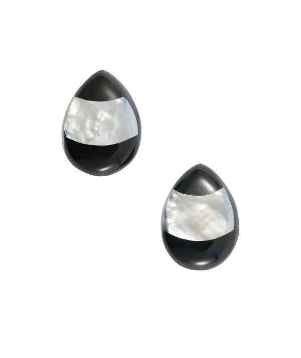 JULIETTA Divina Rhodium-plated Resin And Mother-of-pearl Earrings - Black