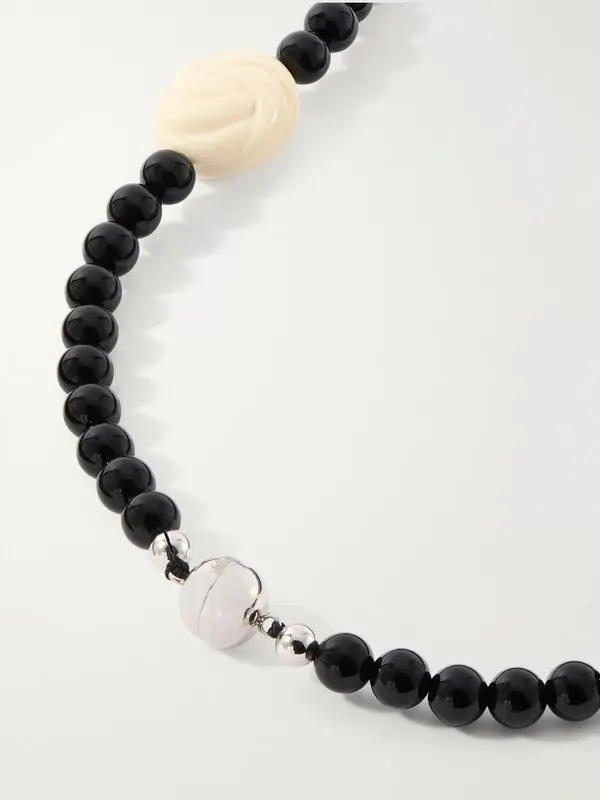 JULIETTA Myra Rhodium-plated Onyx Beaded Necklace